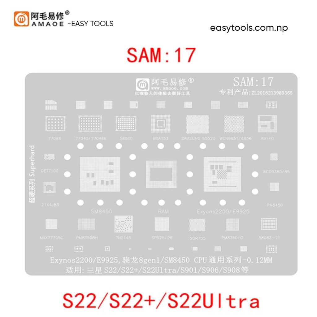 SAM-17 AMAOE STENCILS INCLUDED( Reballing Stencil for Snapdragon 8Gen1 ...